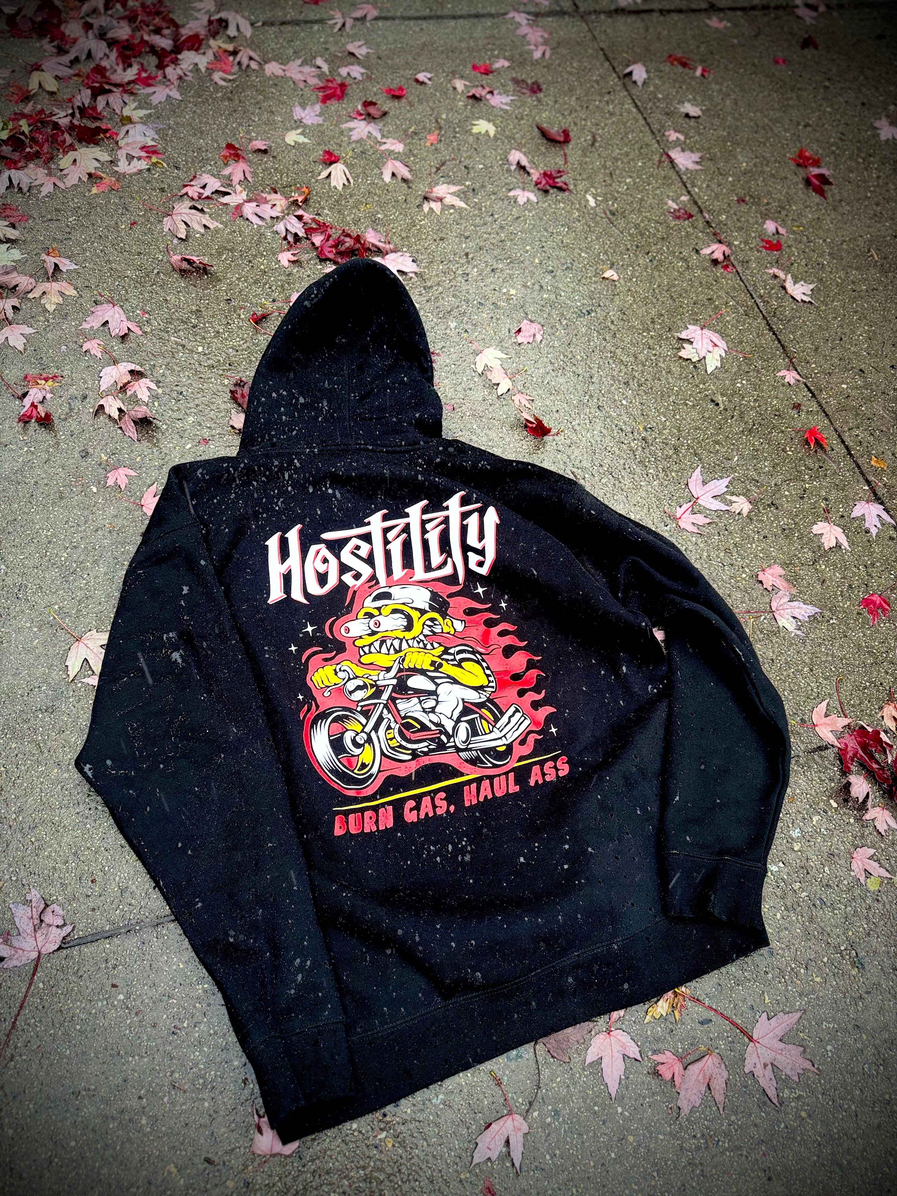 Burn Gas, Haul Ass— Ripped Hoodie – Hostility Clothing
